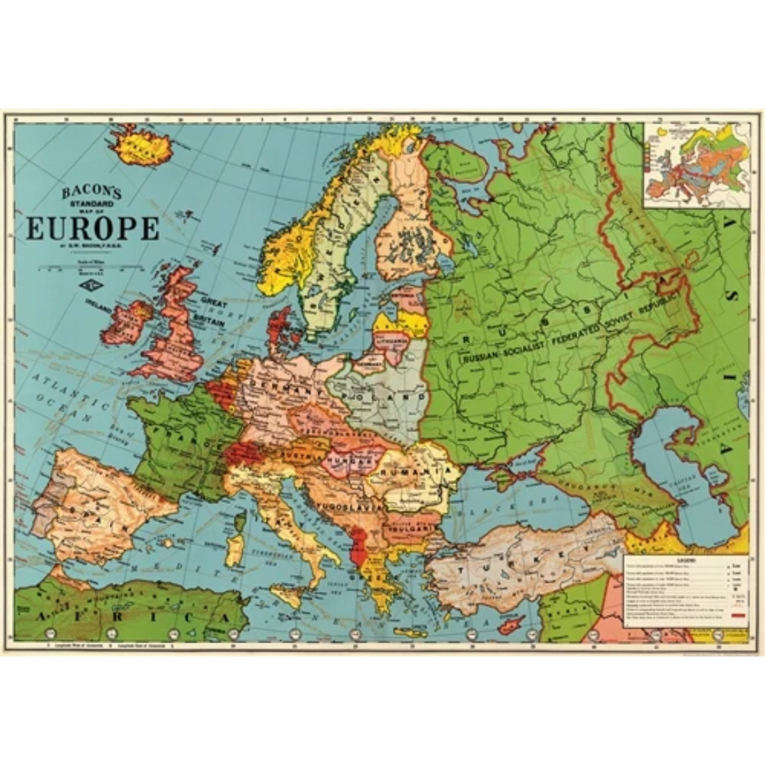 Europe Map Vintage Poster — Nature's Workshop Plus