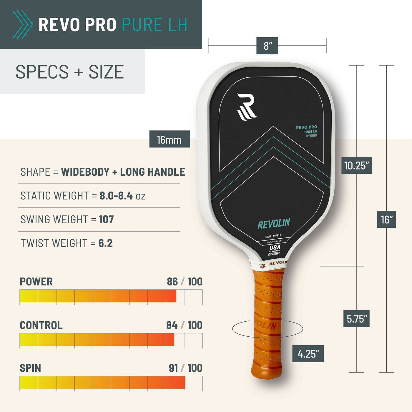 Revo Pro Pure LH Pickleball Paddle — Nature's Workshop Plus